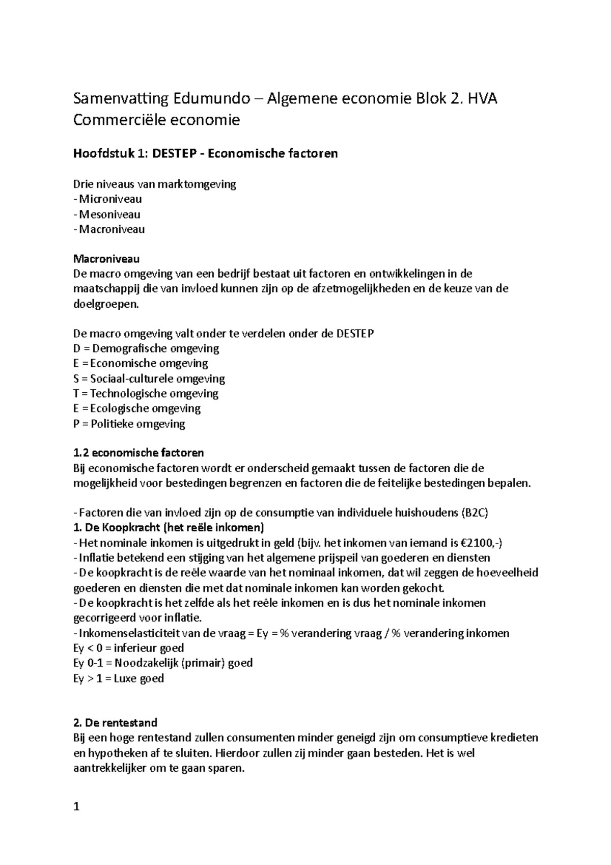 CE2; Samenvatting AEC - Samenvaing Edumundo – Algemene economie Blok 2 ...