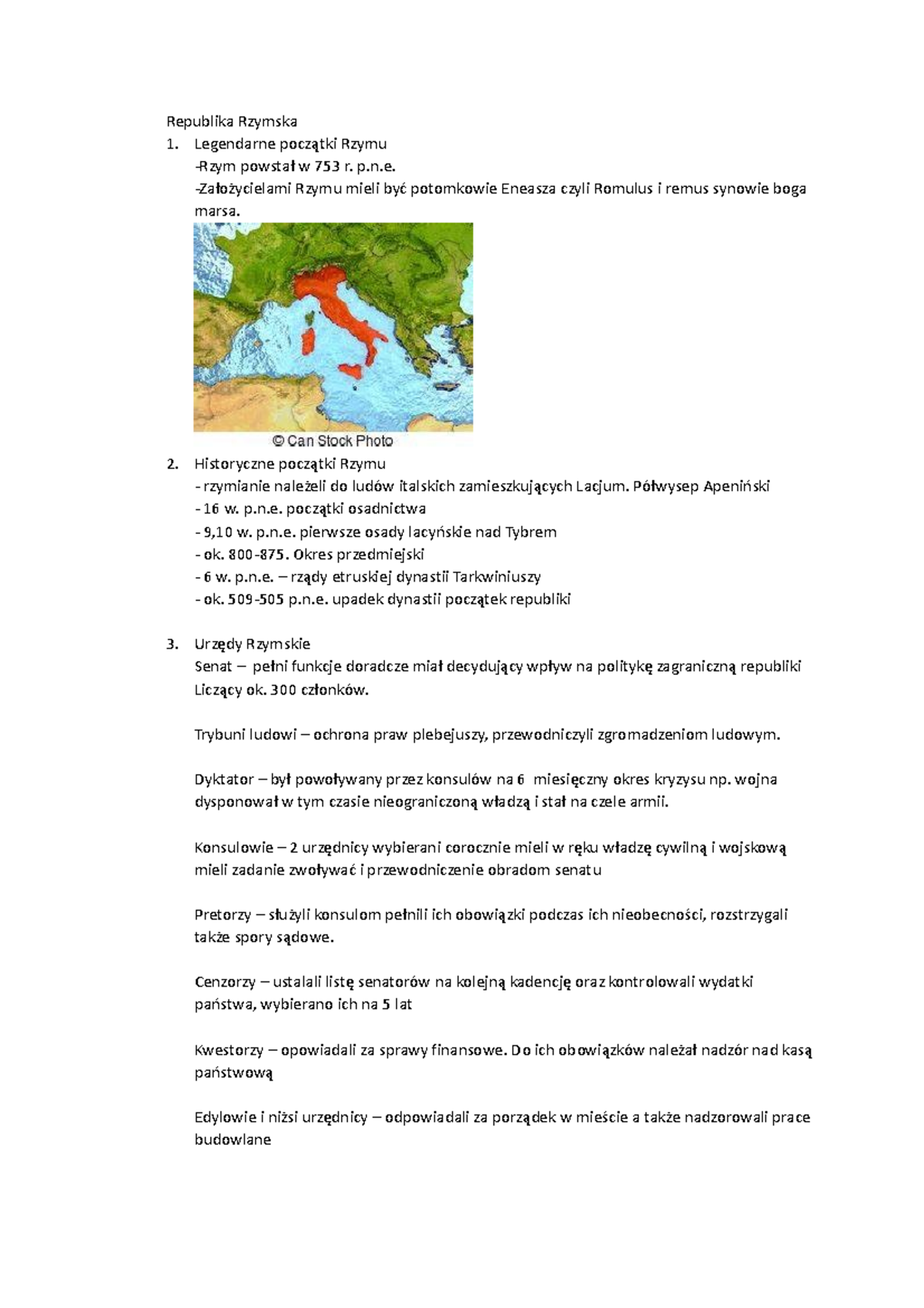 Republika Rzymska - notata wspomagająca - Republika Rzymska Legendarne ...