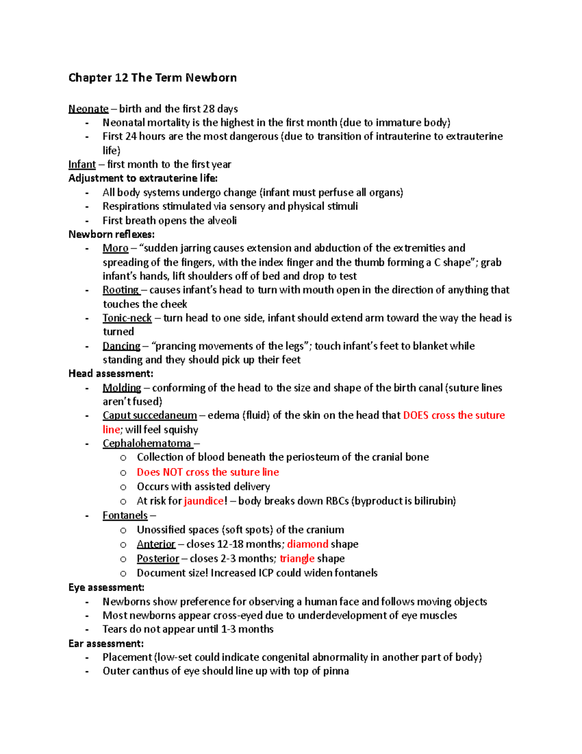 Test 6 OB outline - Leifer Ch. 12 and 13 OB notes - Chapter 12 The Term ...