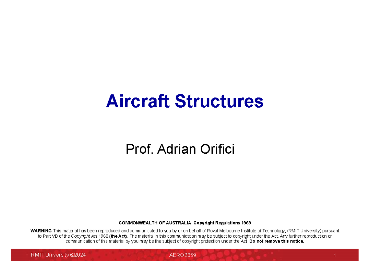 (6C) Aircraft structures - Aircraft Structures RMIT University © AERO ...