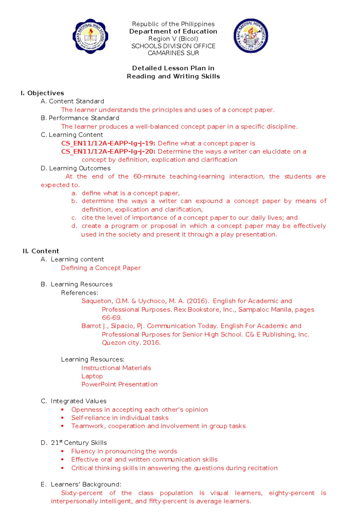 Detailed Lesson Plan - None - Republic of the Philippines Department of ...