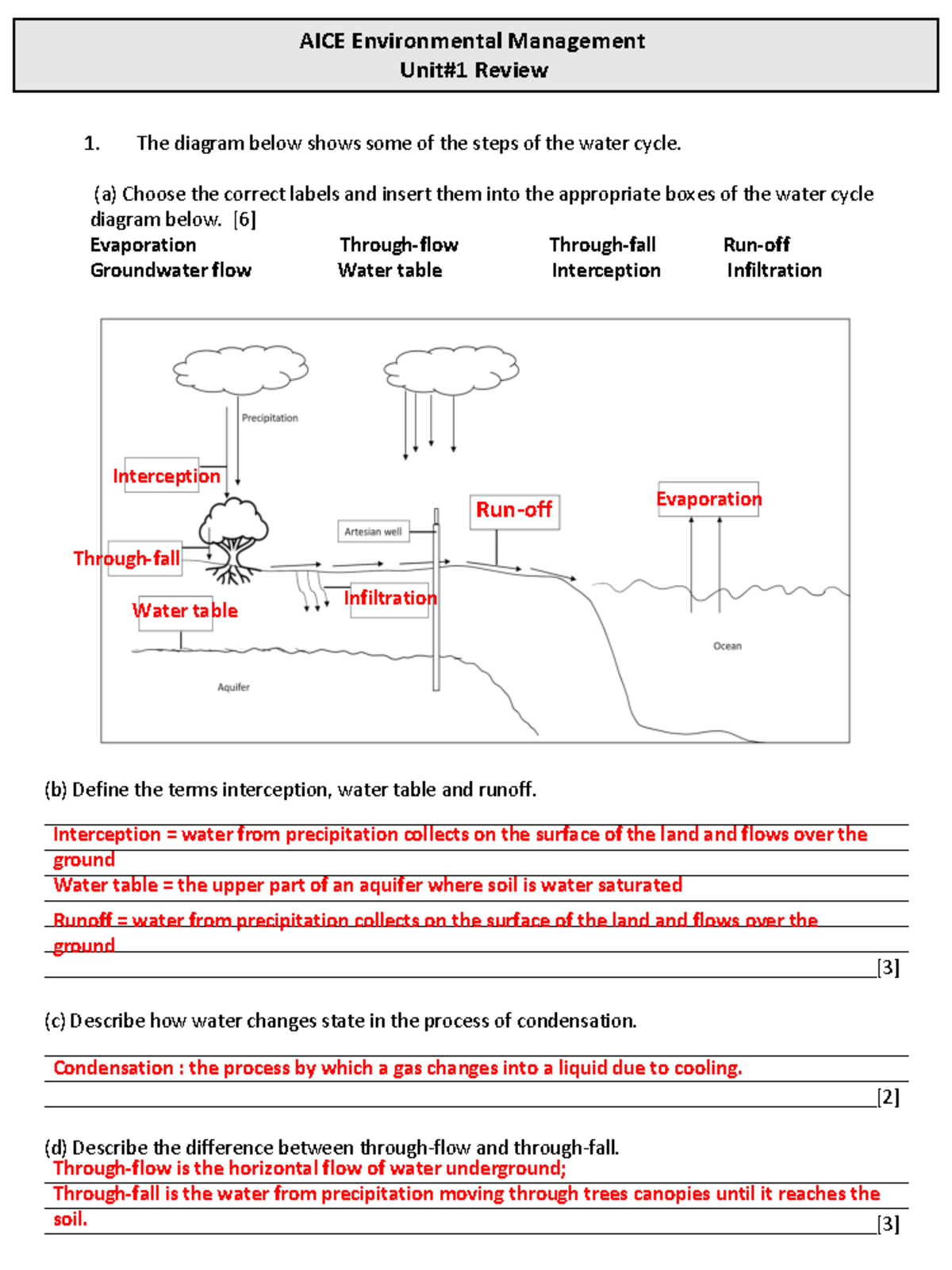 Enviromental science - AICE Environmental Management Unit#1 Review The ...