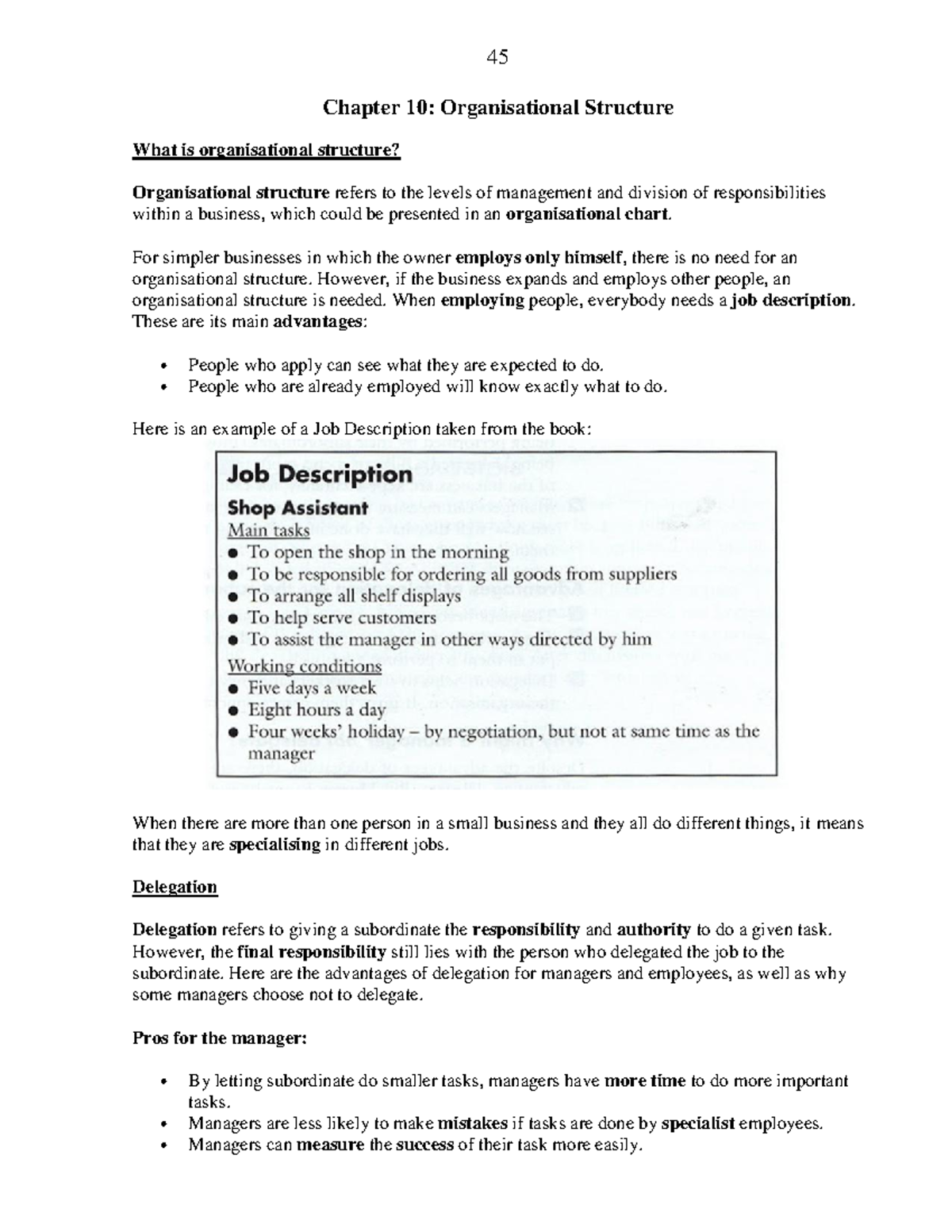Managing a business - Chapter 10: Organisational Structure What is ...