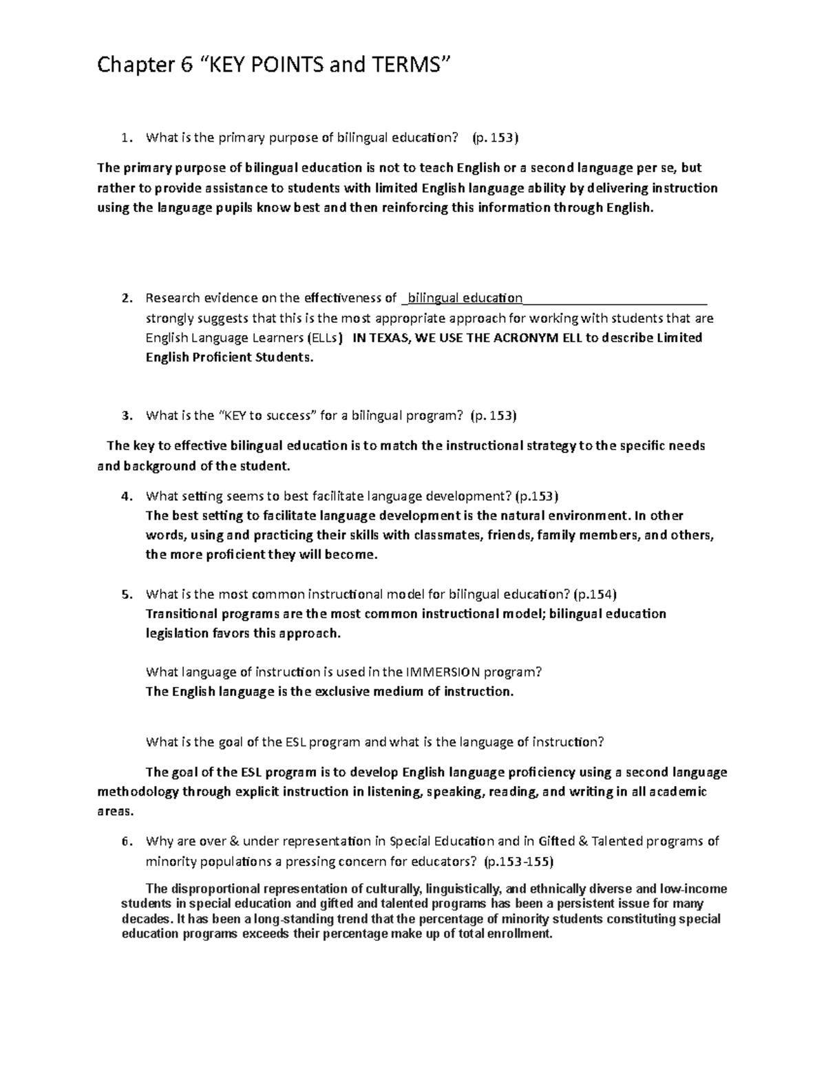 Chapter 6 KEY Points and Definitions 1 - Chapter 6 “KEY POINTS and TERMS” What is the primary ...