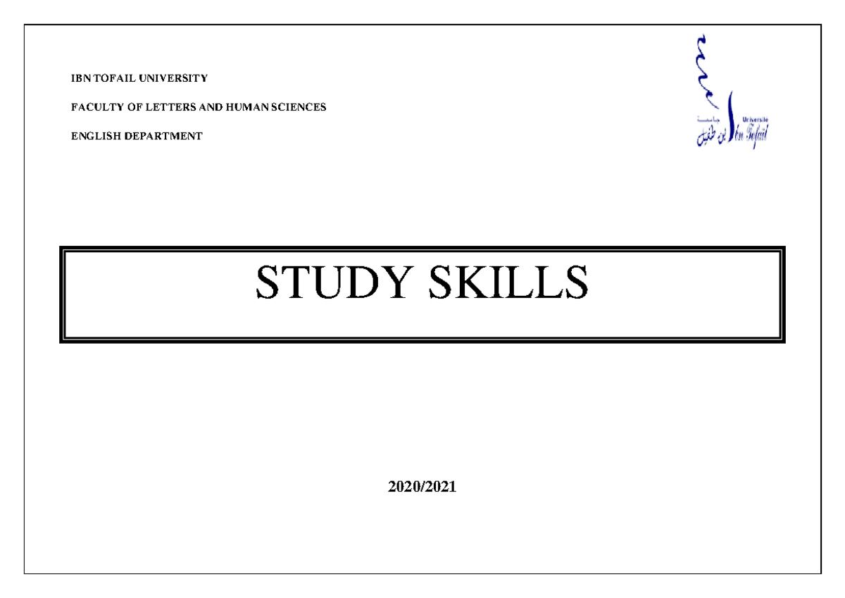 Study Skills S1 English - IBN TOFAIL UNIVERSITY FACULTY OF LETTERS AND ...