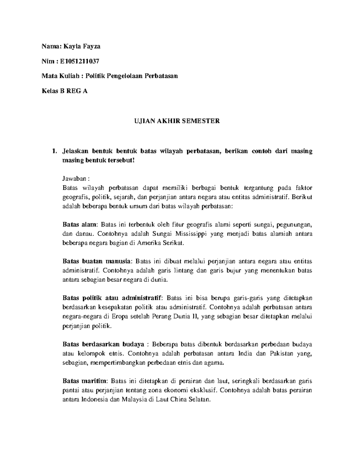 Kayla Fayza E1051211037 UAS PPP - Nama: Kayla Fayza Nim : E Mata Kuliah : Politik Pengelolaan ...