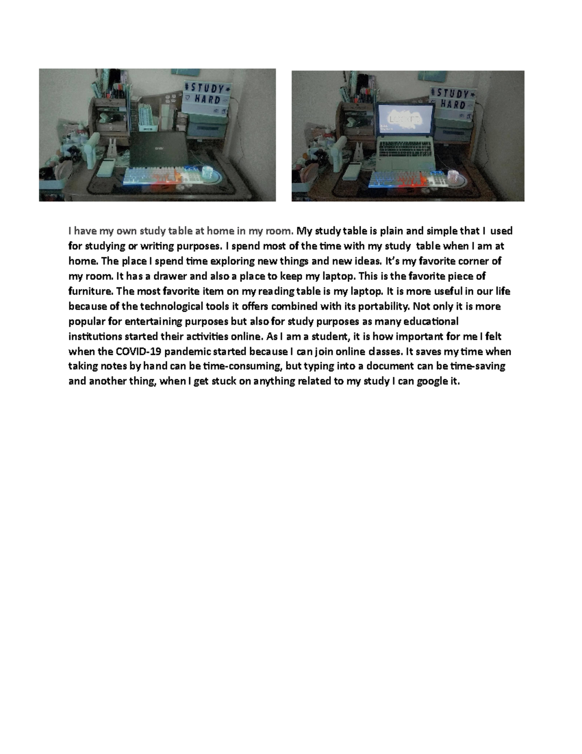 Computer(ACT 2) - Lecture notes 1-5 - I have my own study table at home ...