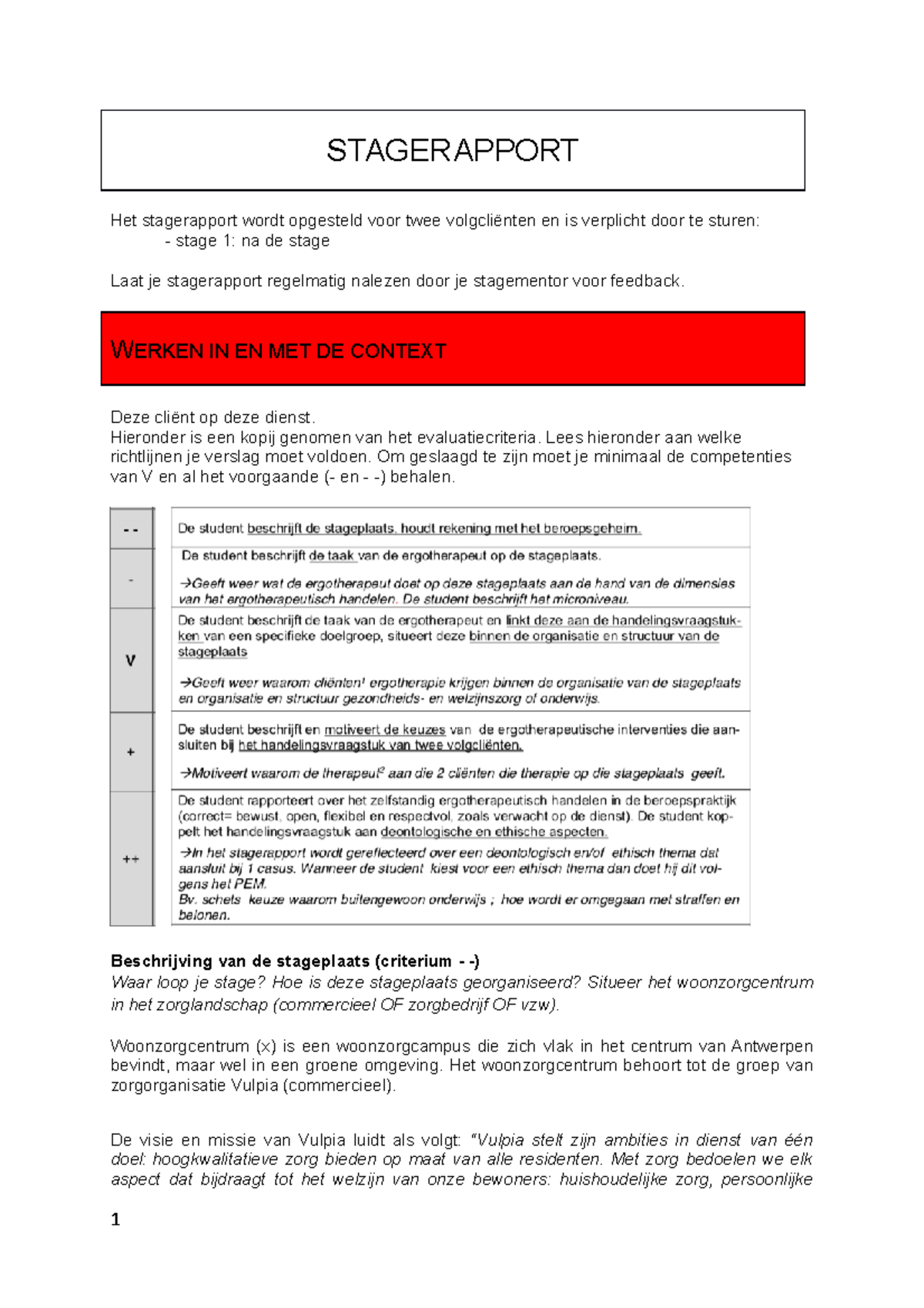 Voorbeeldverslag Stage 1 GER-2-2022 - STAGERAPPORT Het stagerapport ...