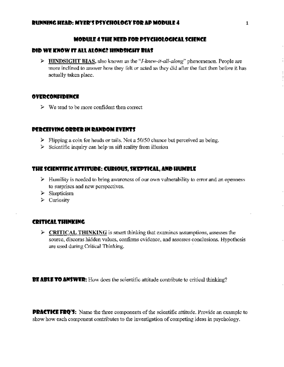 Module 4 - CHEAT SHEET - PSY 150 - Studocu