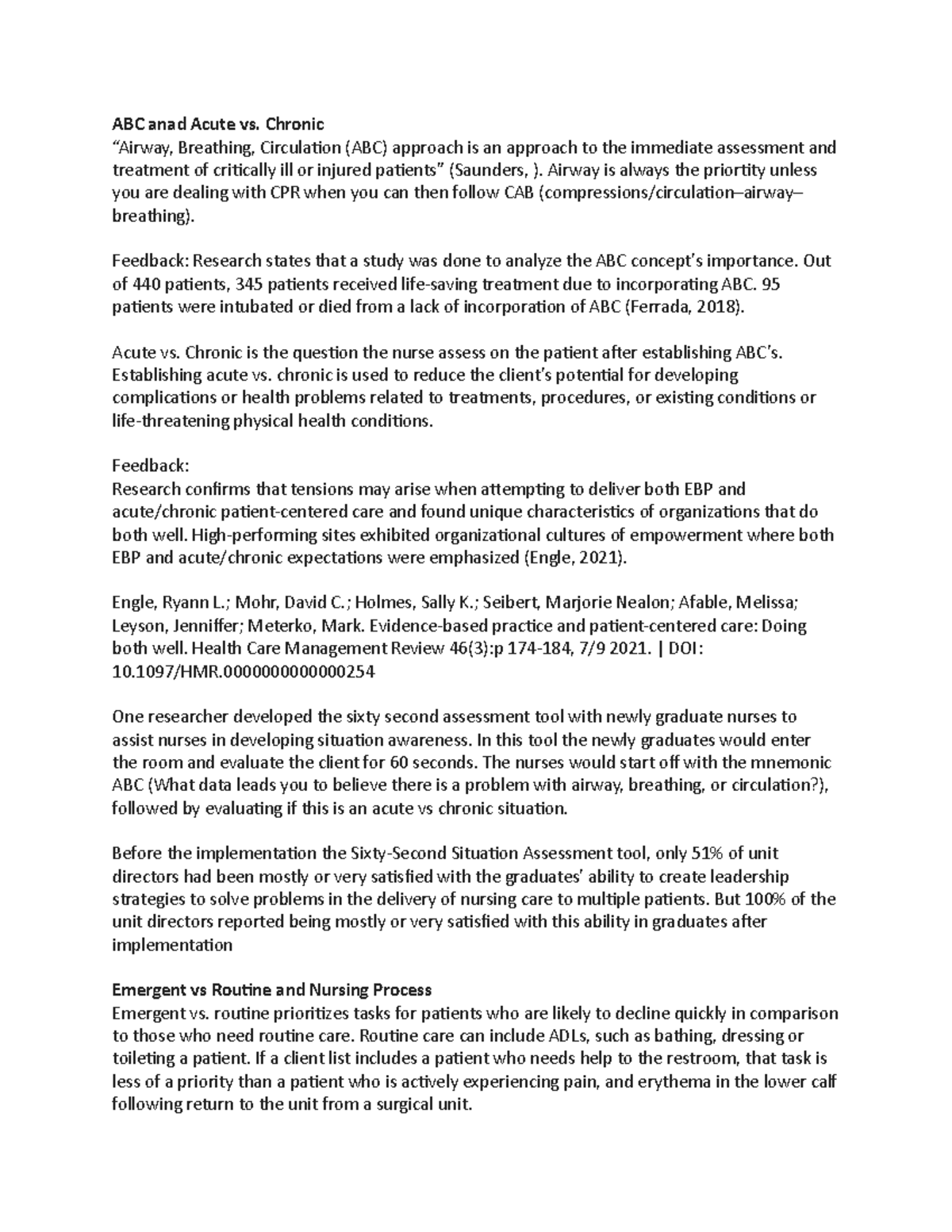 Leadershipclinical nursingprocess - ABC anad Acute vs. Chronic “Airway ...