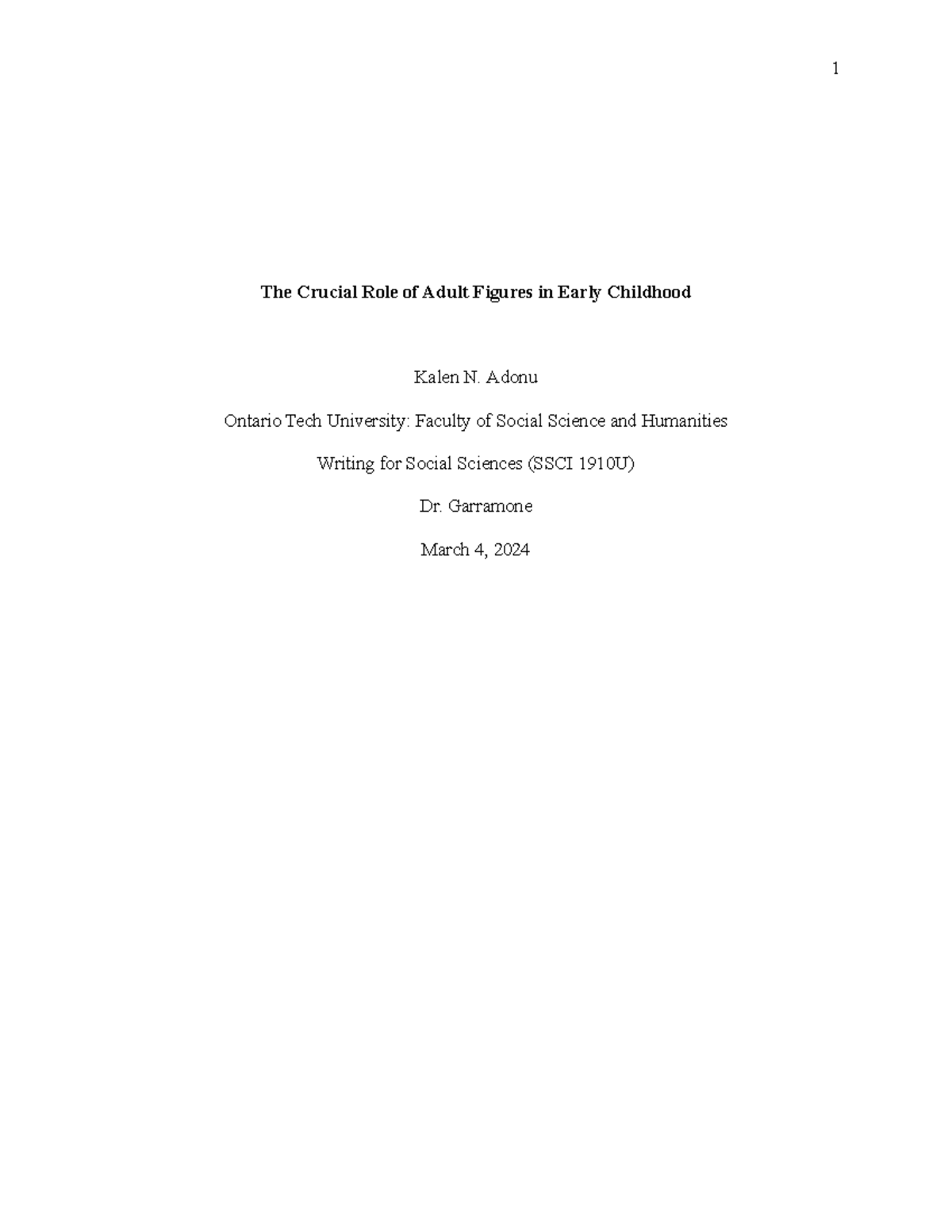 Final Annotated Bibliography - The Crucial Role of Adult Figures in ...