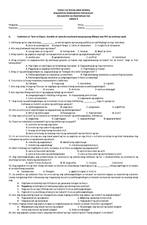 1st summative test 1st quarter - a. pumice stone b. nail buffer c ...