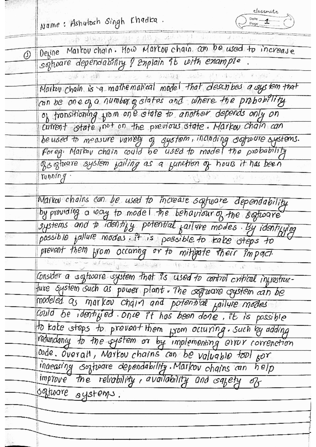 Assignment Software Dependability Ashutosh Singh Khadka 22 CS - Fundamental of Computer - Studocu