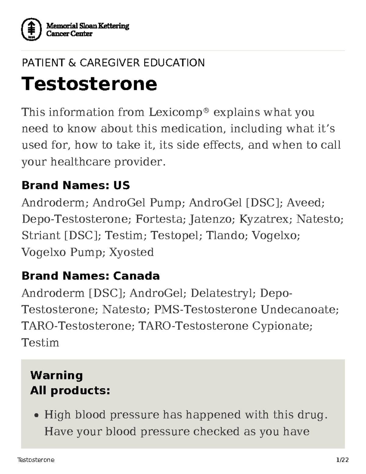 Testosterone - Study material - PATIENT & CAREGIVER EDUCATION ...