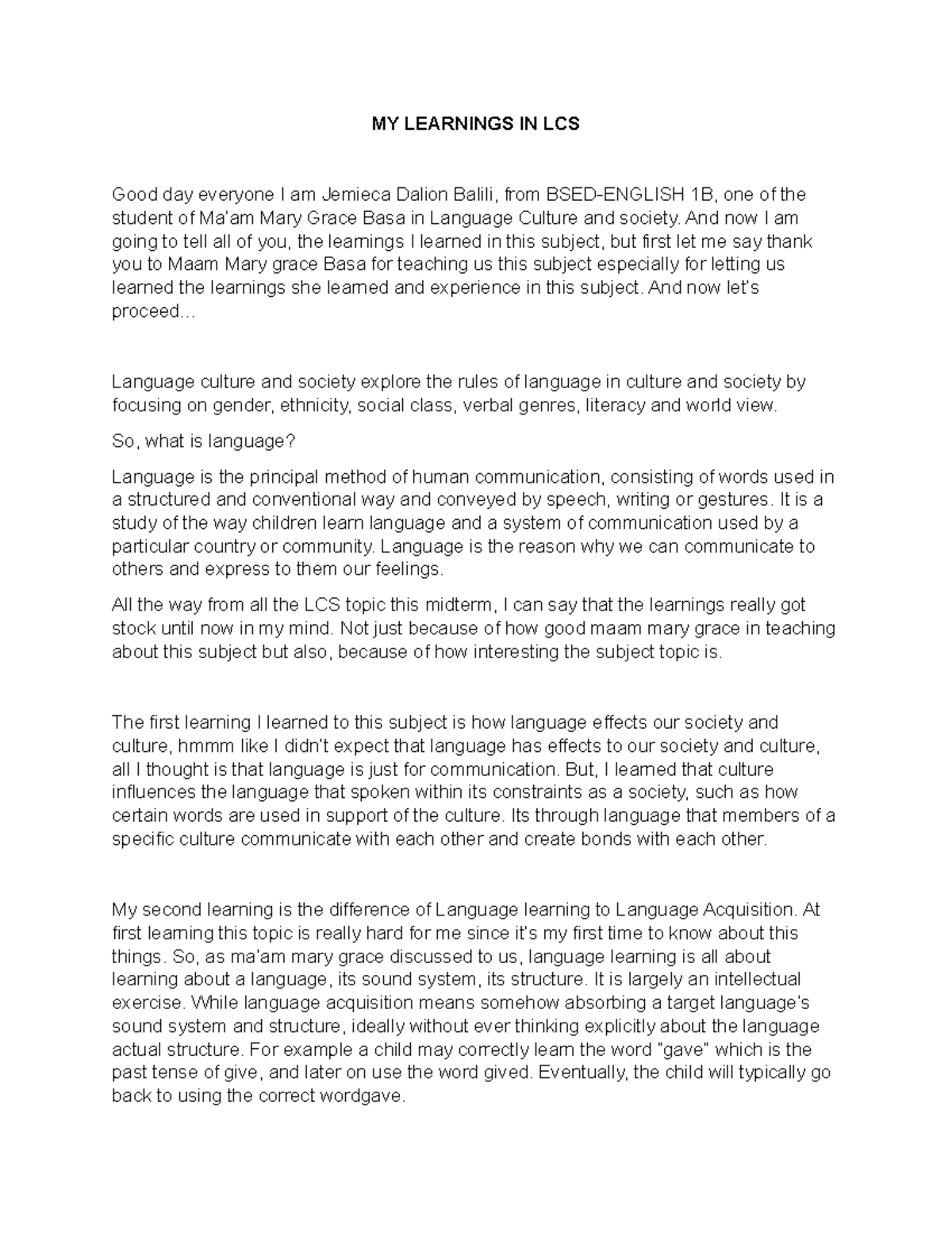 MY Learnings IN LCS - hahahaha - MY LEARNINGS IN LCS Good day everyone ...