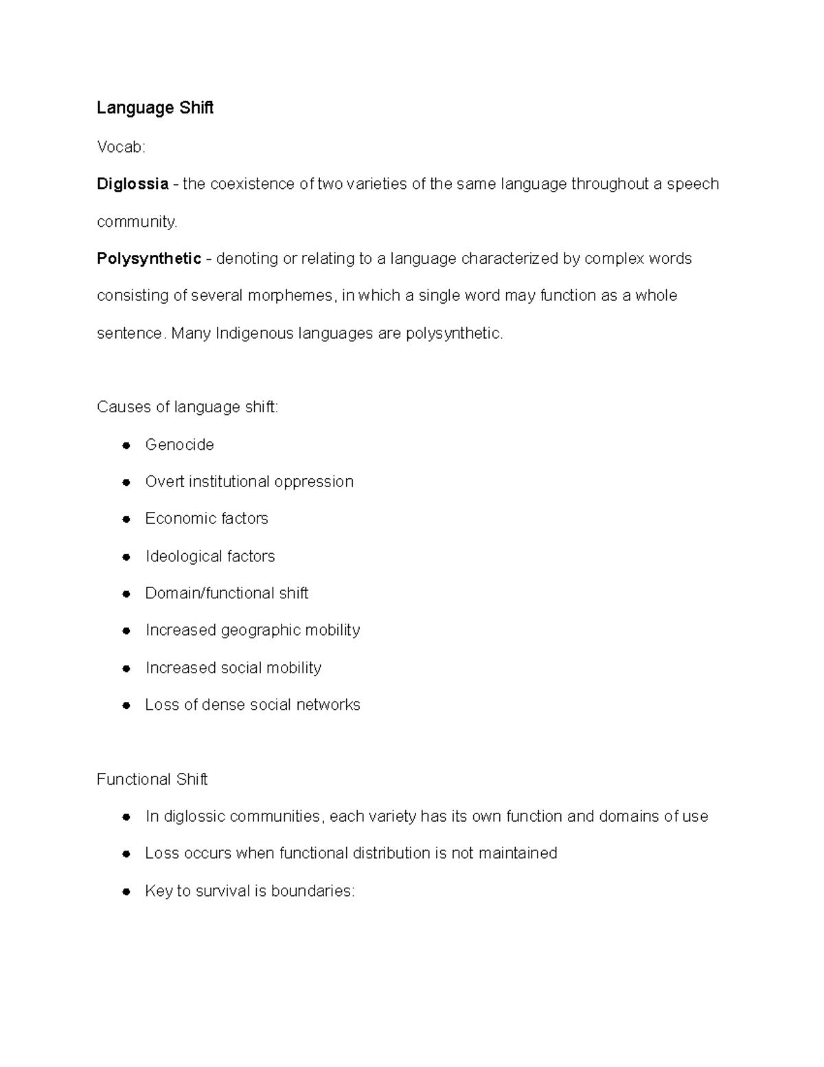 Linguistic Notes - Ethnolinguistic Vitality - Language Shift Vocab ...