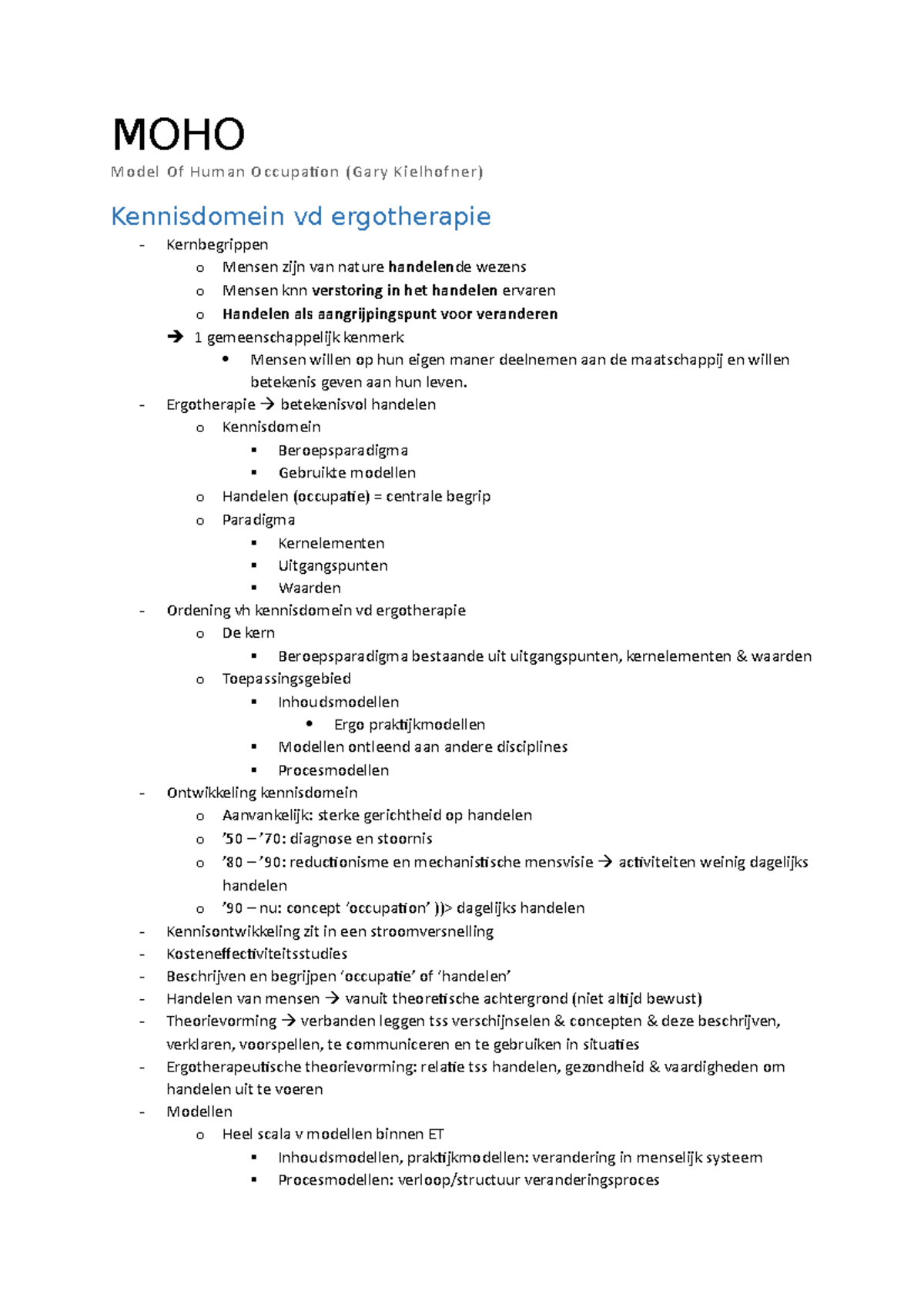 MOHO model beroepsontwikkeling - MOHO Model Of Human Occupati on (Gary ...
