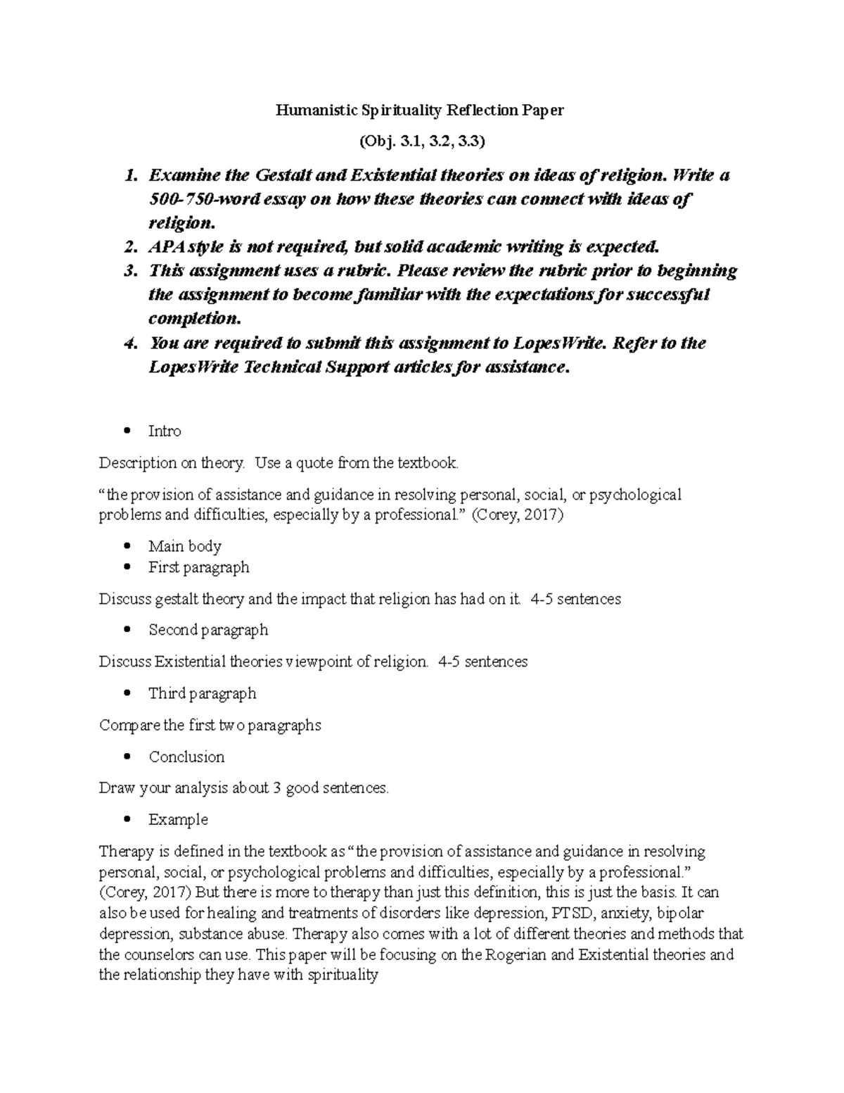 Notes on Humanistic Spirituality Reflection Paper - Humanistic ...