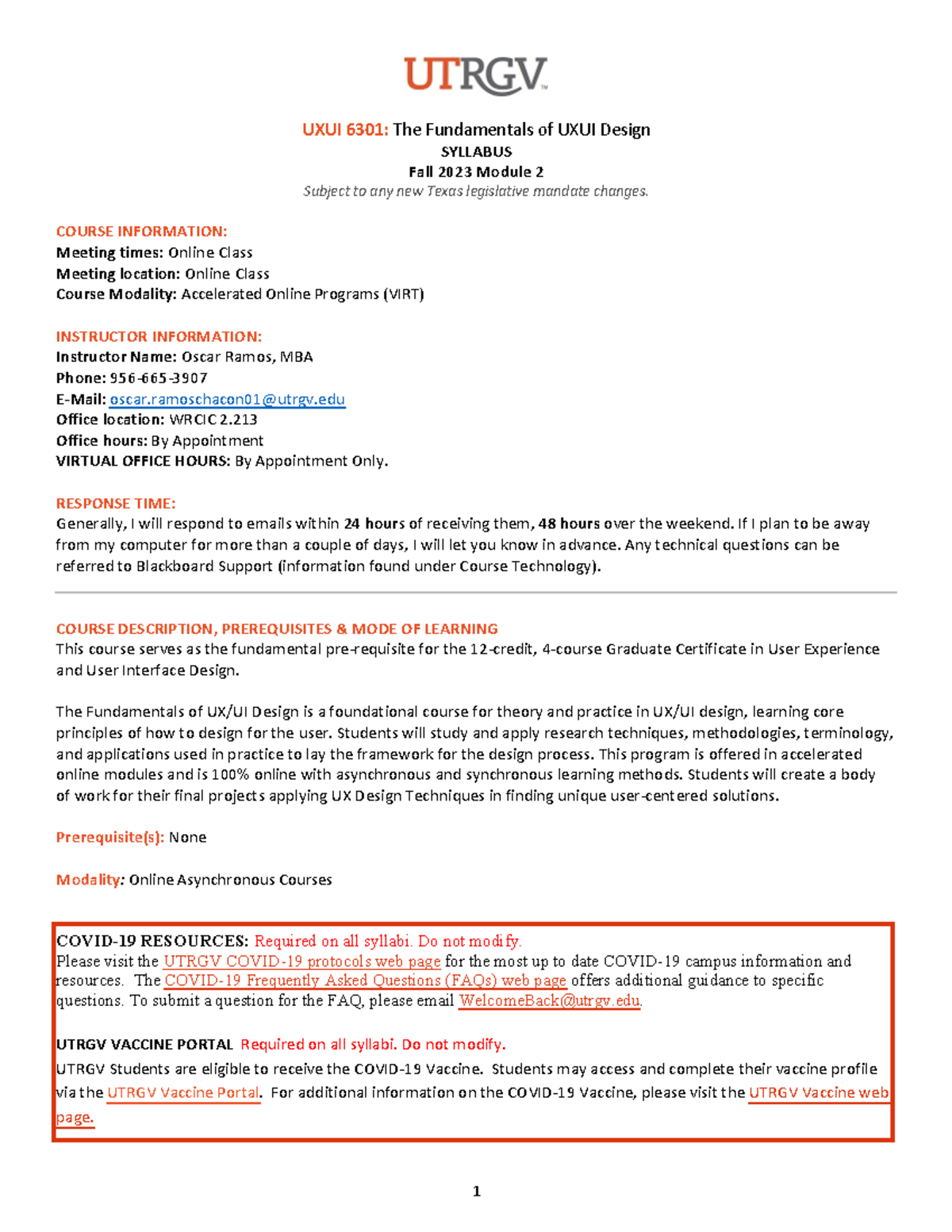 syllabus of the general course - UXUI 6301: The Fundamentals of UXUI ...