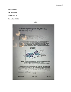 Print lab - Physics Lab - Estimating the speed of light with a ...