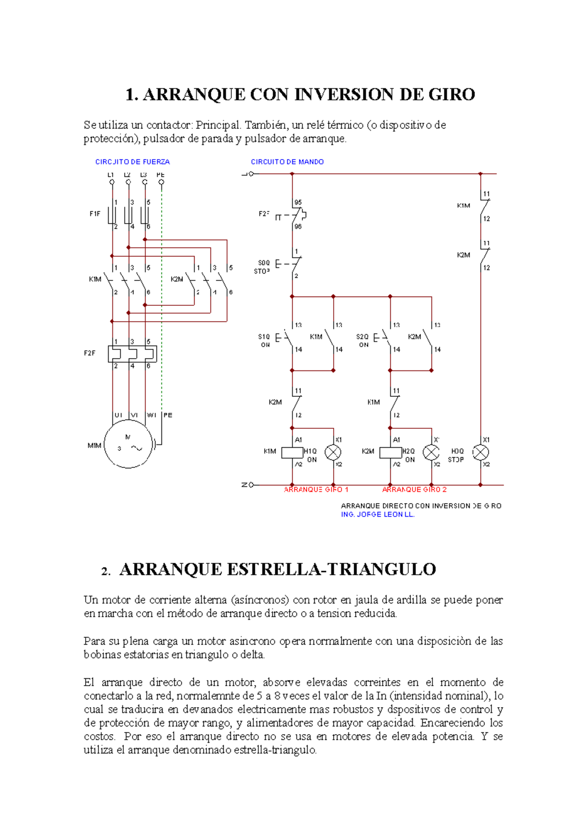 Arranque CON Inversion DE GIRO - 1. ARRANQUE CON INVERSION DE GIRO Se ...