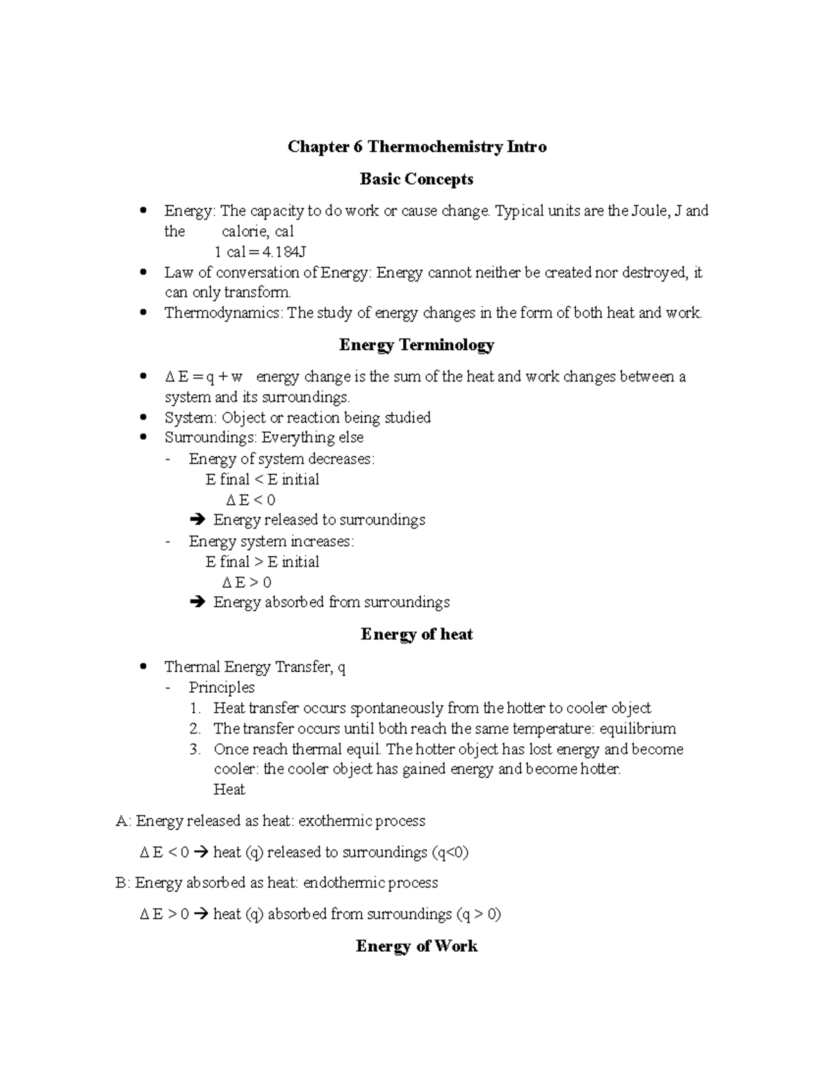 Chapter 6 Thermochemistry Intro - Chapter 6 Thermochemistry Intro Basic ...