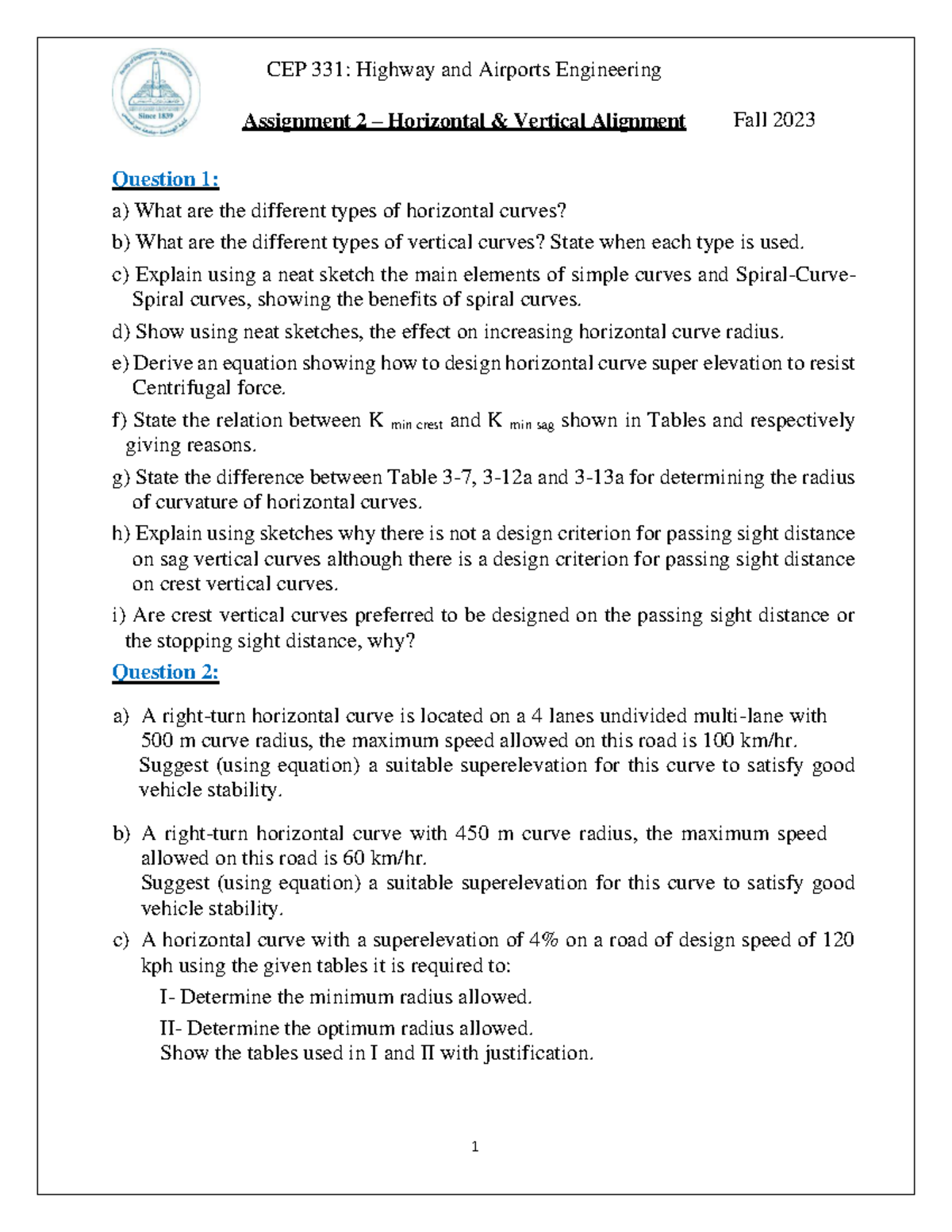 Assignment 2, Hz and Vl Alignment - Assignment 2 – Horizontal ...