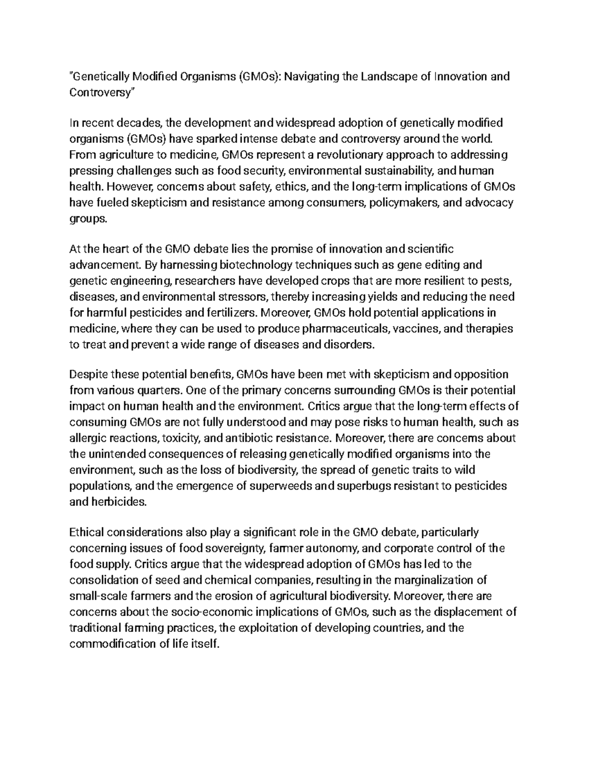 Untitled document-4 - English paper for utd - "Genetically Modified ...