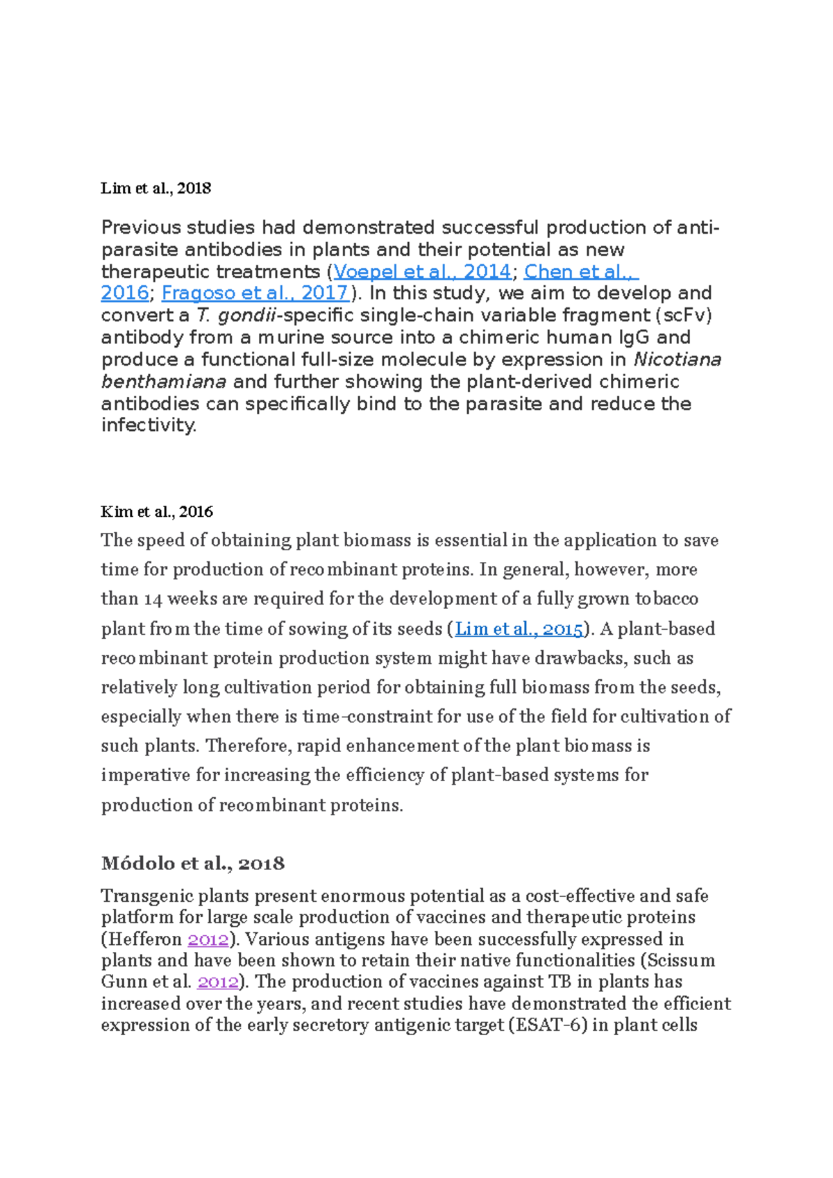 Lim et al - Summary or plant biotechnology - Lim et al., 2018 Previous ...