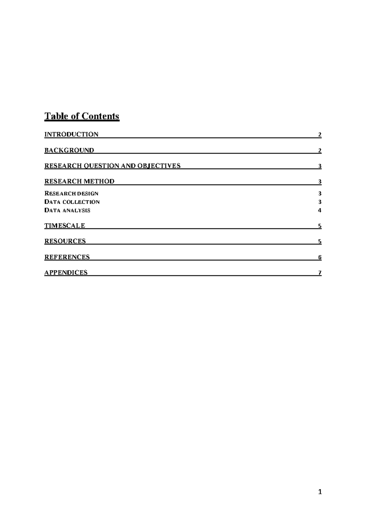 Proposal Sample TWO - Table of Contents INTRODUCTION BACKGROUND ...