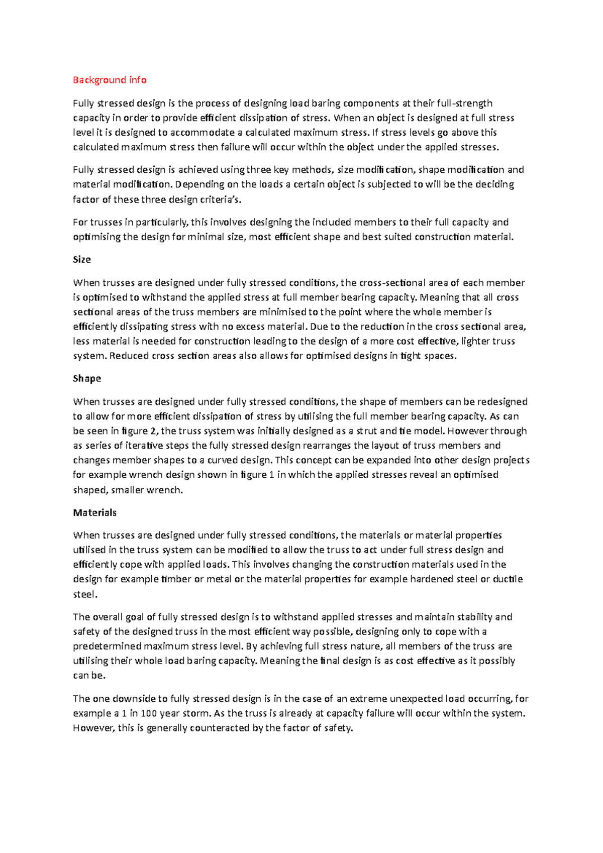 AA Speech - Lecture notes 1-4 - Background info Fully stressed design ...