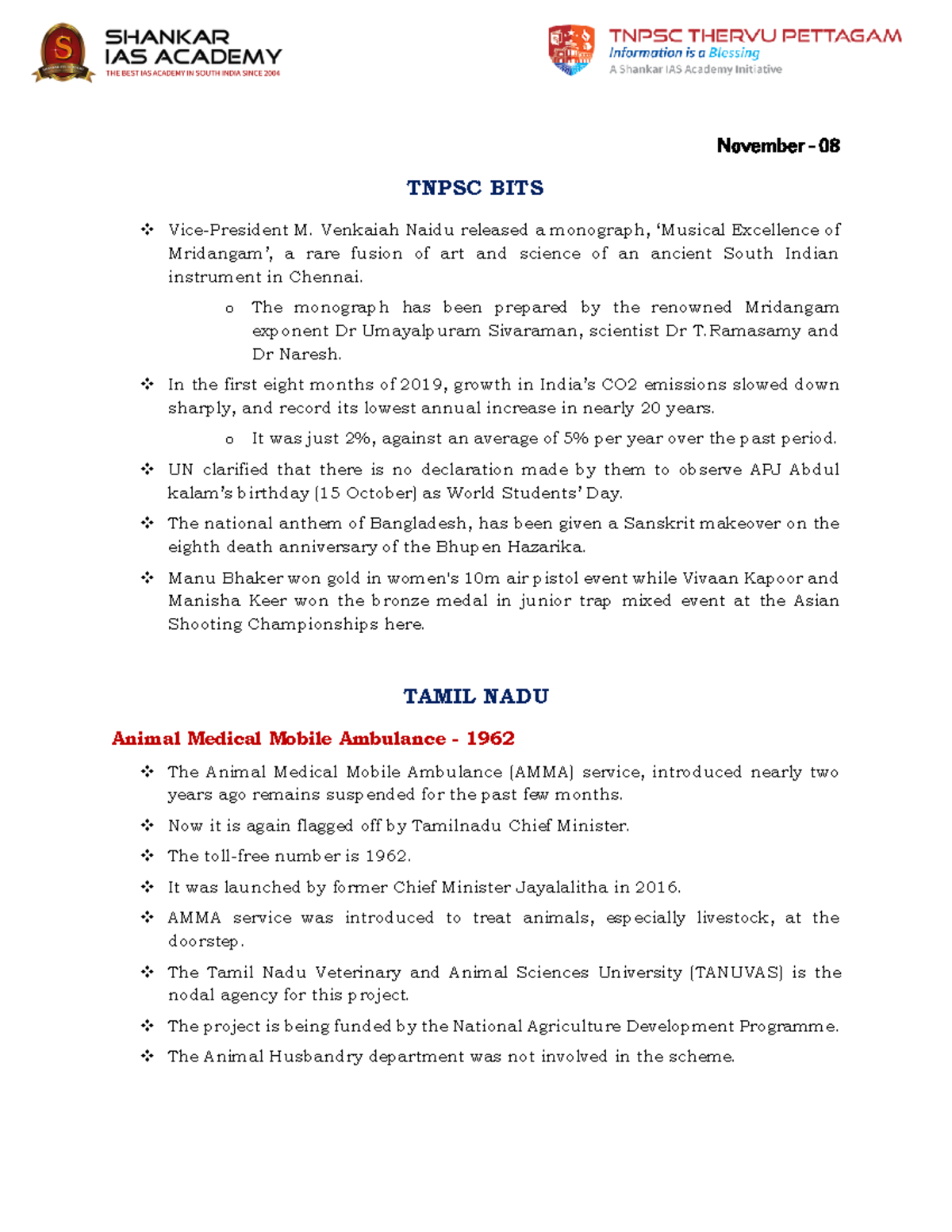 November 08 English[Current affaiirs for the moth November-2019 ...