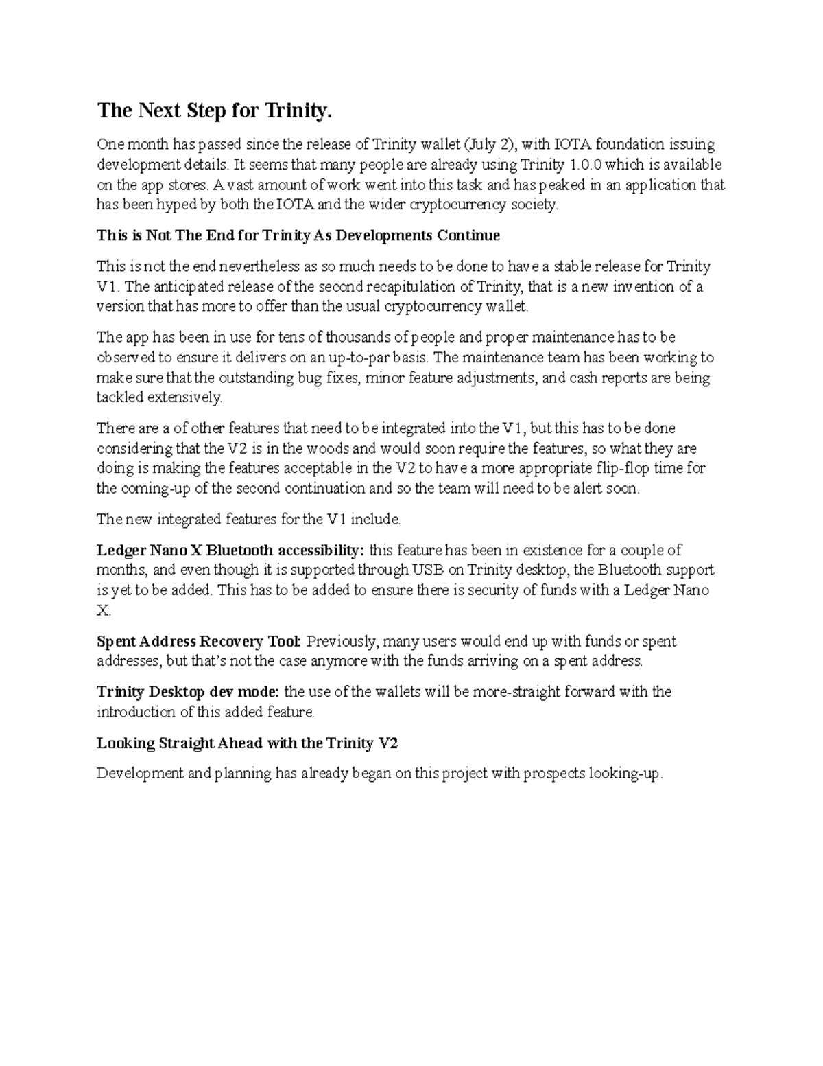 Assets The Next Step for Trinity - The Next Step for Trinity. One month ...