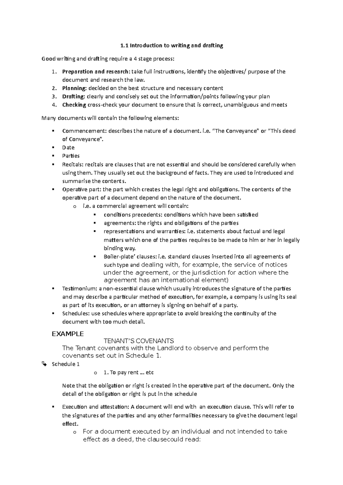 Consolidated notes drafting - 1 Introduction to writing and drafting ...