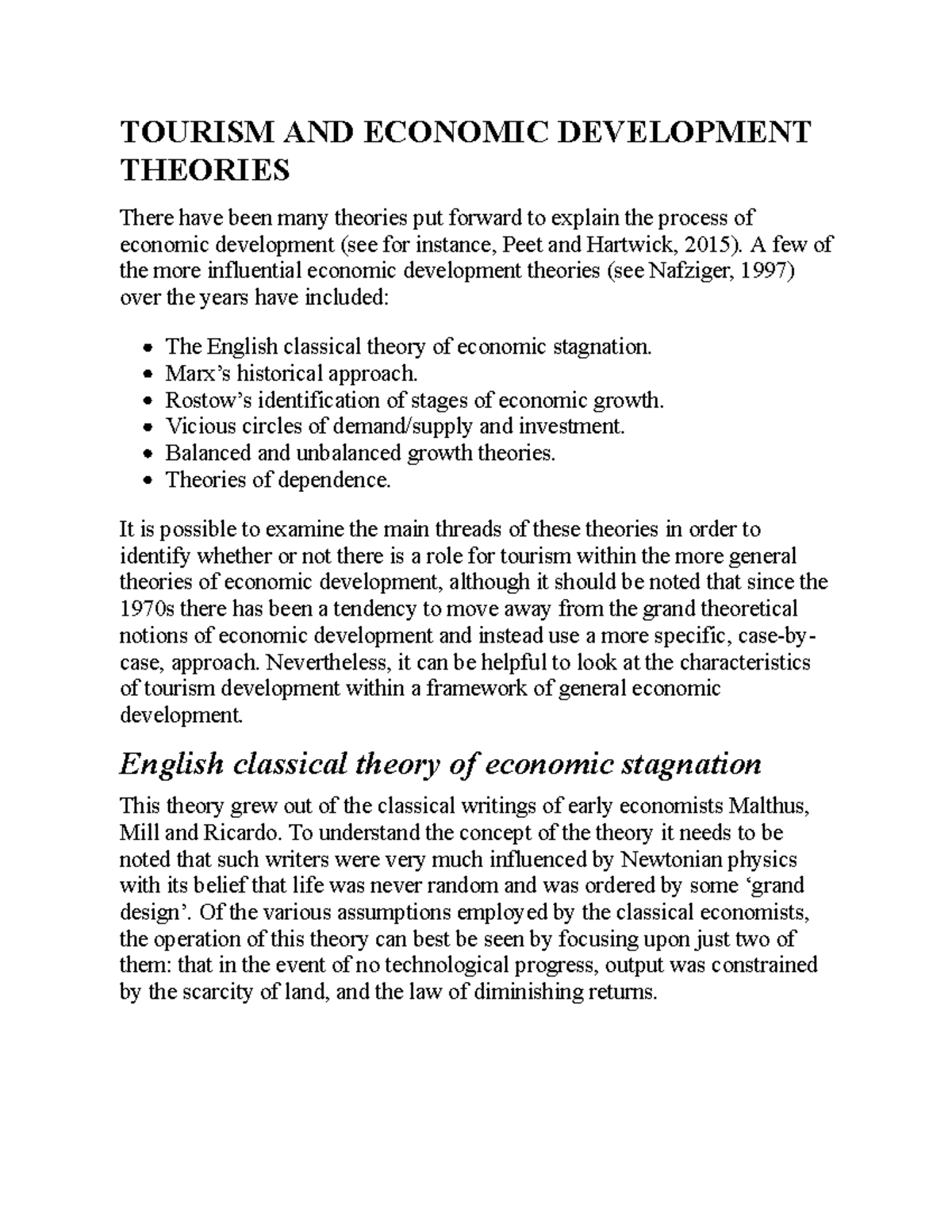 Tourism-148 - N/A - TOURISM AND ECONOMIC DEVELOPMENT THEORIES There ...