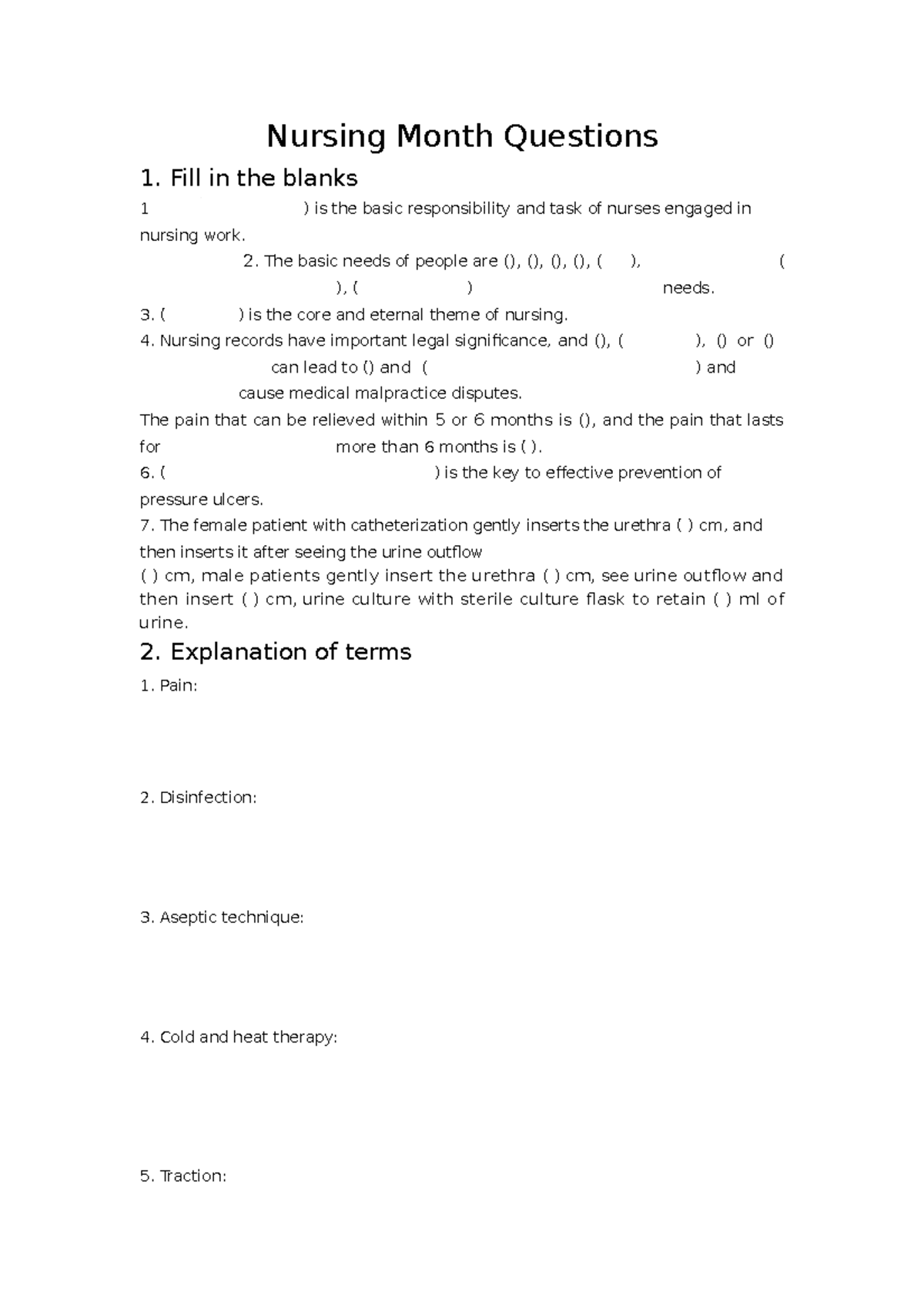Nursing Month Questions NURS221 - Nursing Month Questions 1. Fill in ...