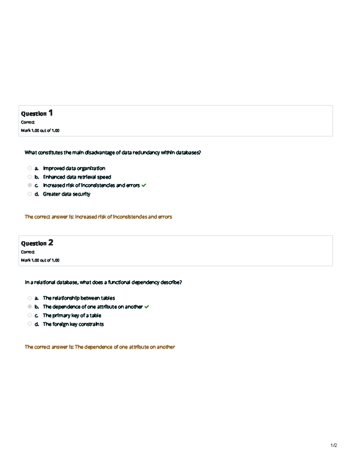 Self-Quiz Unit 3.1 Attempt review Home ST - Question 1 Correct Mark 1 ...