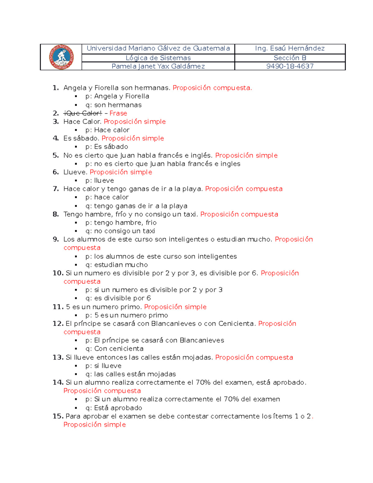 Proposiciones Simples Y Compuestas - Universidad Mariano Gálvez de ...