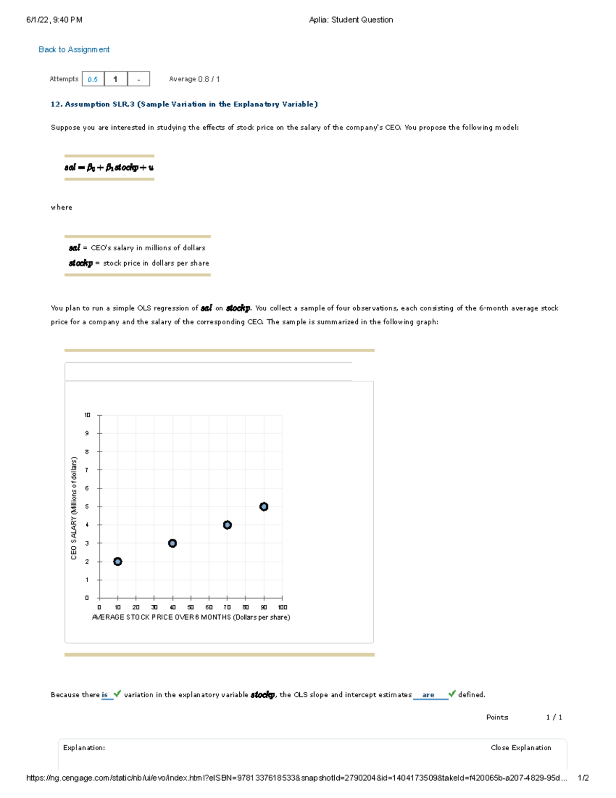 1 - Sample answer for mindtap assignments of Econometrics - 6/1/22, 9 ...