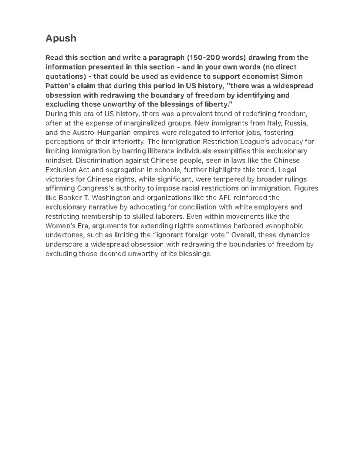 Apush 3 - practice for class - Apush Read this section and write a ...