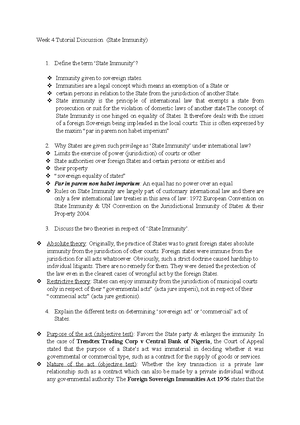 PIL tuto 11 - Tutorial week 11: UN, ICJ and ICC Question One State the ...
