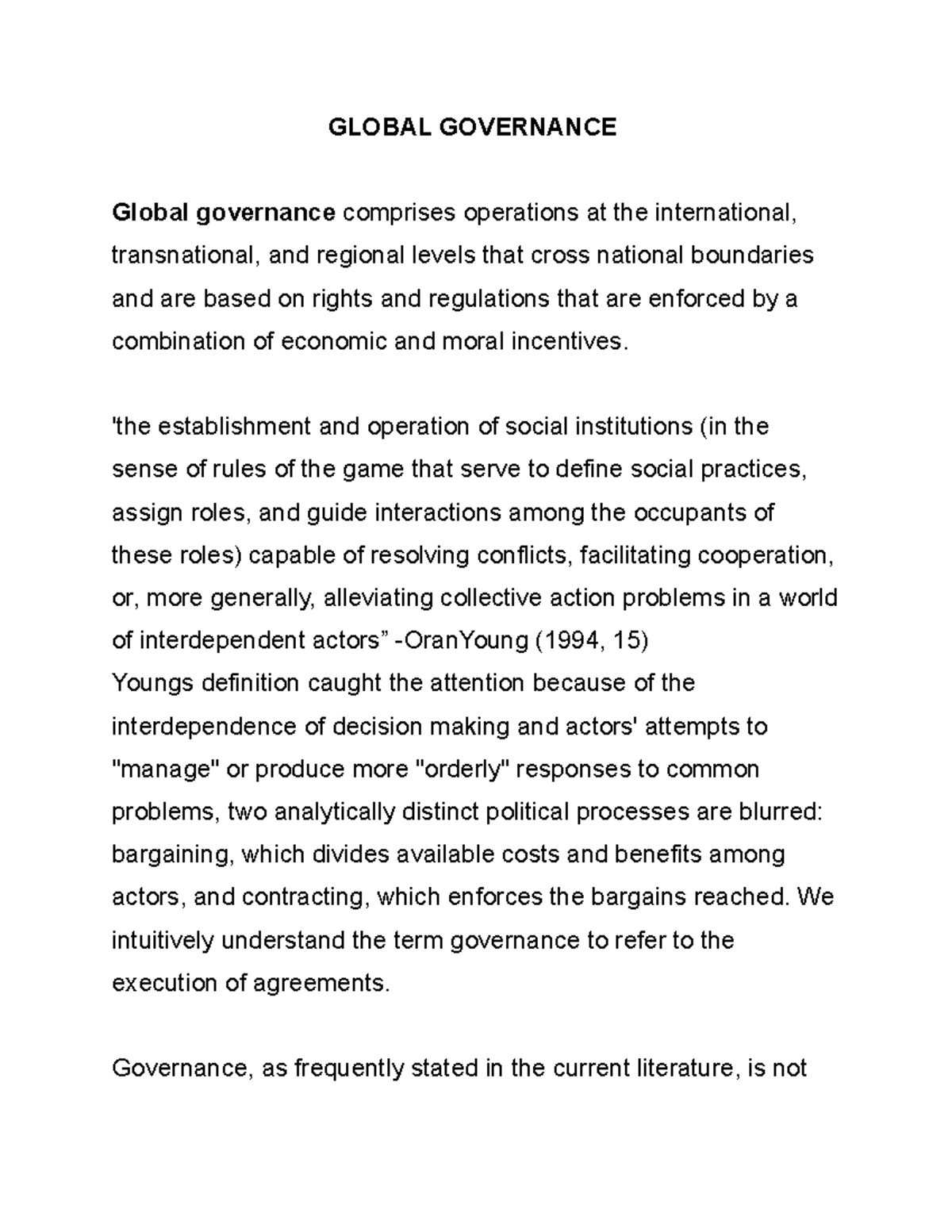 Global Governance - Week 7: United Nations - GLOBAL GOVERNANCE Global ...