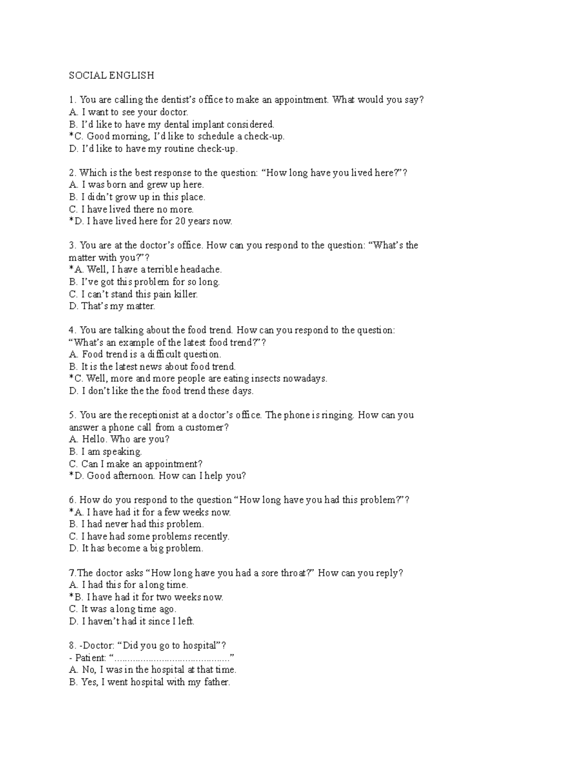 Social- English-U6 - tiếng anh - SOCIAL ENGLISH You are calling the ...