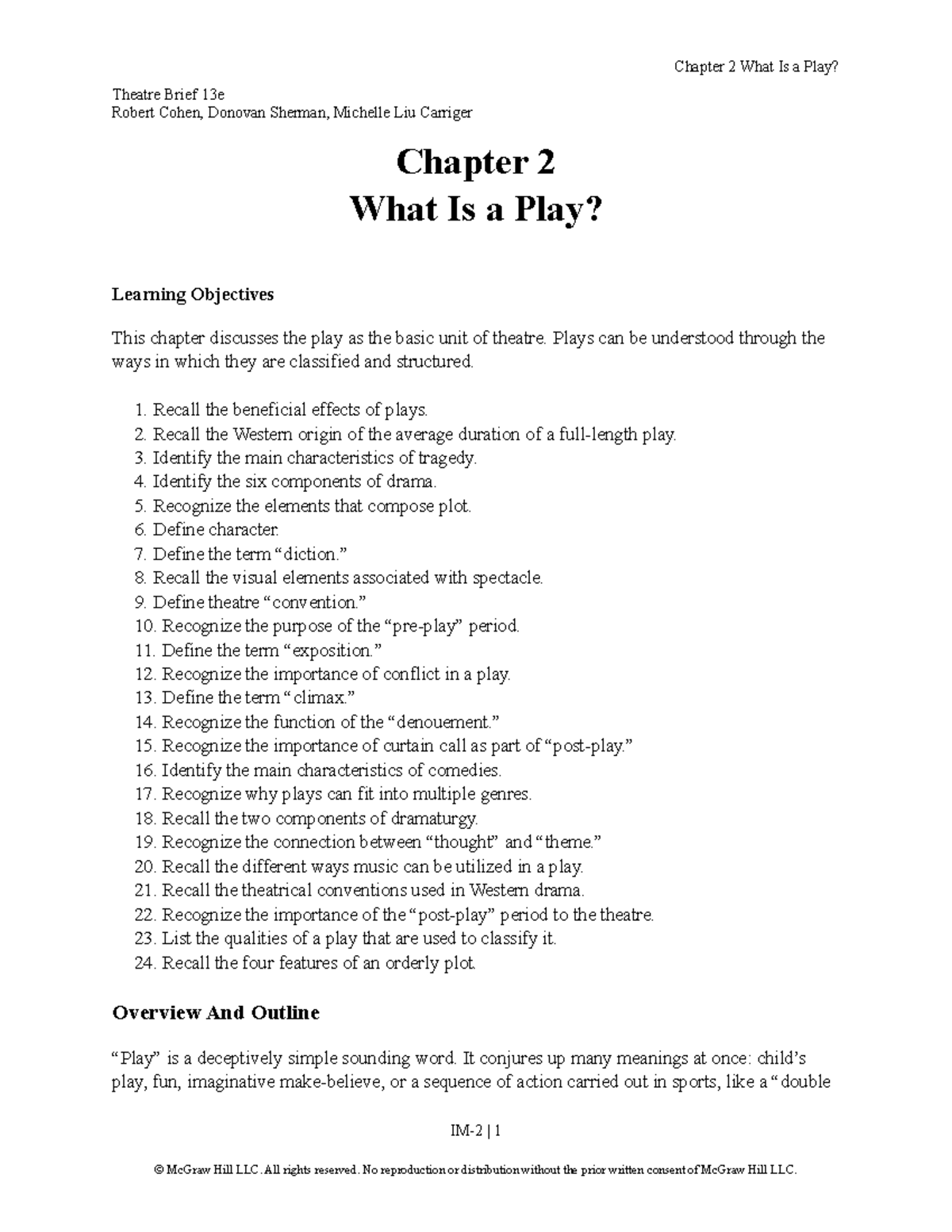 Chapter 2 Notes - What is a Play? - Theatre Brief 13e Robert Cohen ...