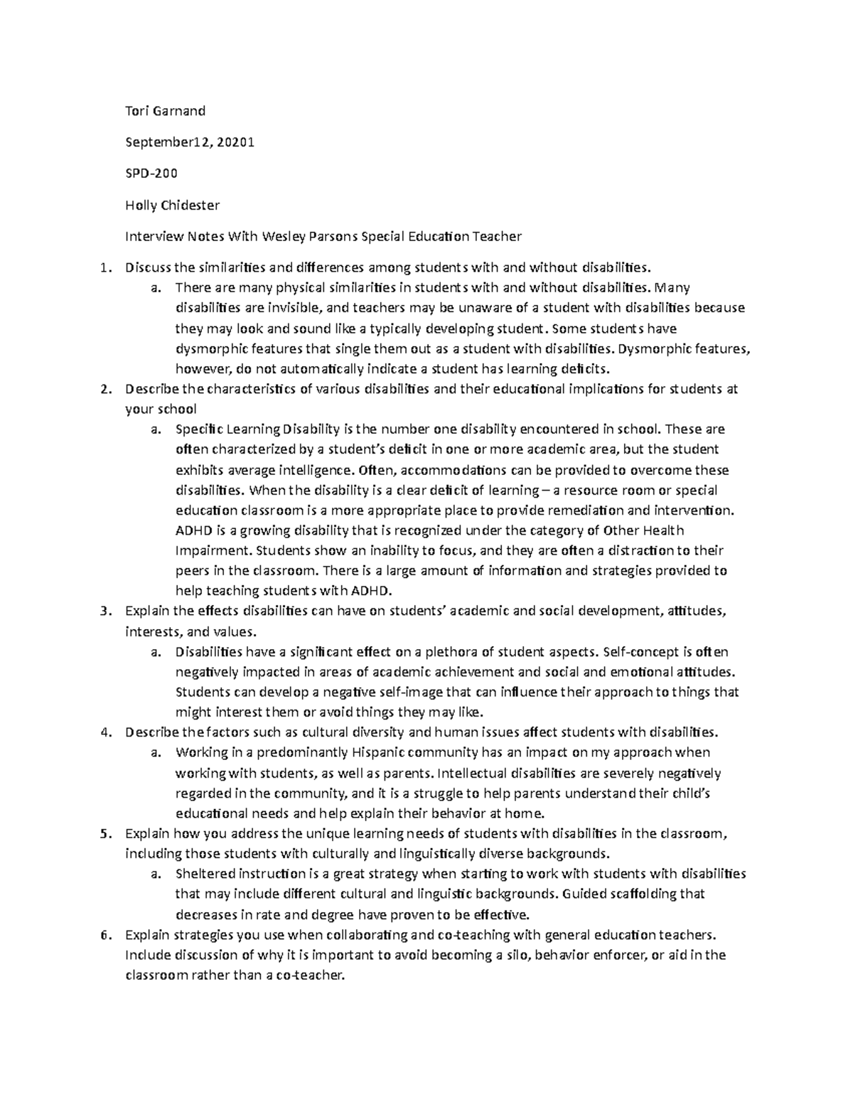 Interview Questions & Reflection Tori Garnand - SPD-200 - GCU - Studocu