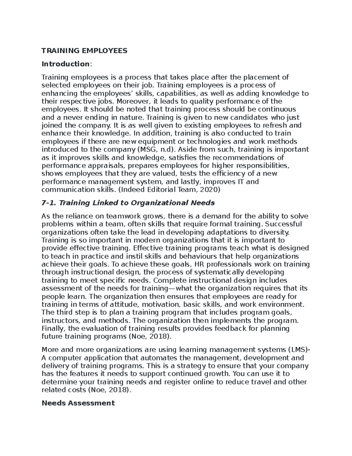 Training Employees - TRAINING EMPLOYEES Introduction: Training ...