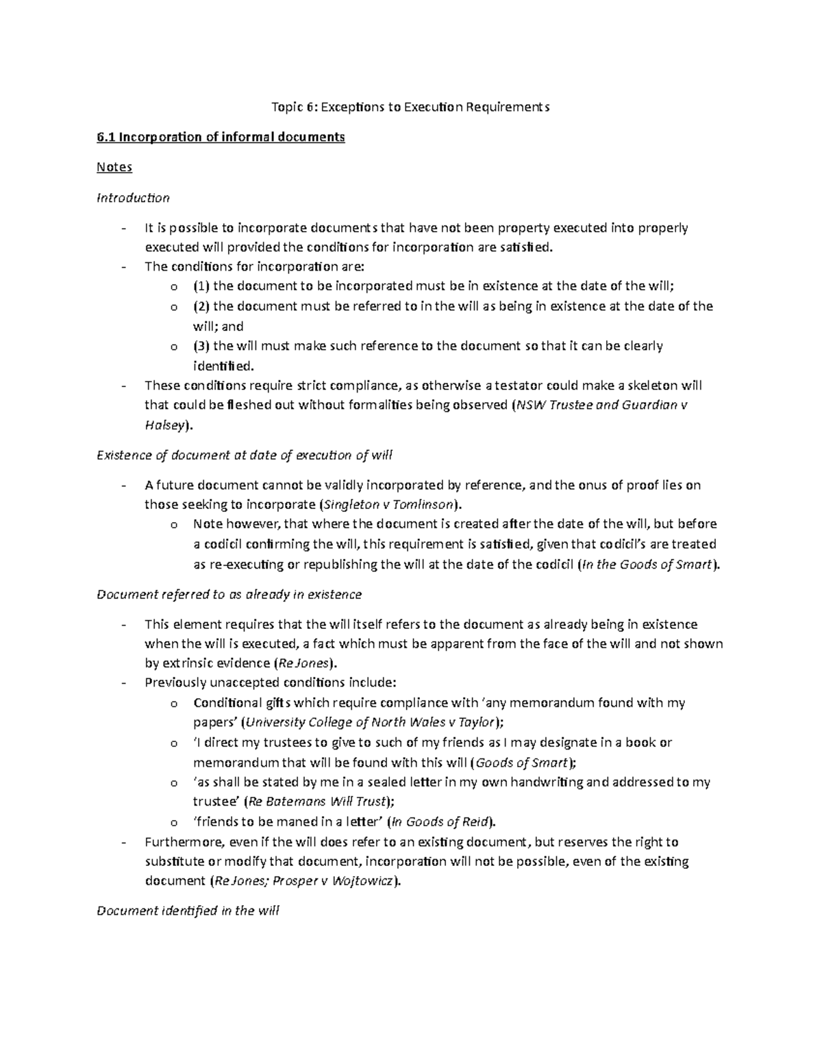 Exceptions to Execution Requirements in Wills - Studocu