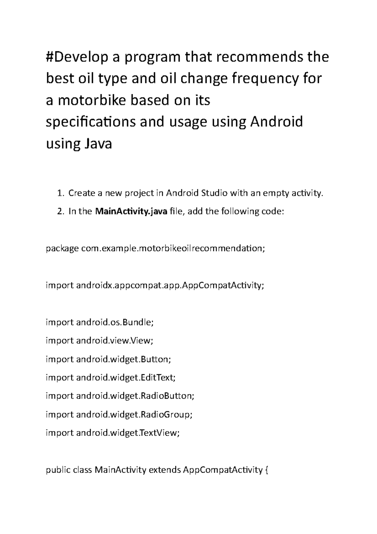 Frequency for a motorbike based on its specifications-Android using ...