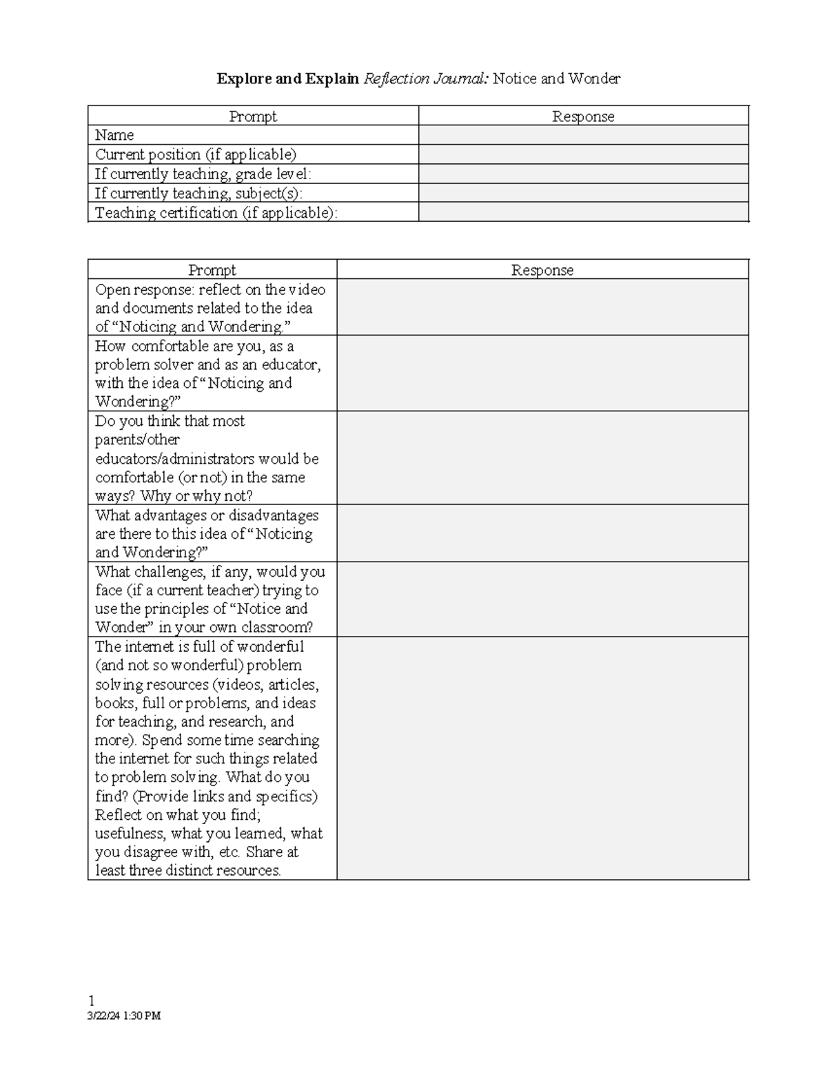 Engage Reflection Journal: What is Problem Solving? - Explore and ...