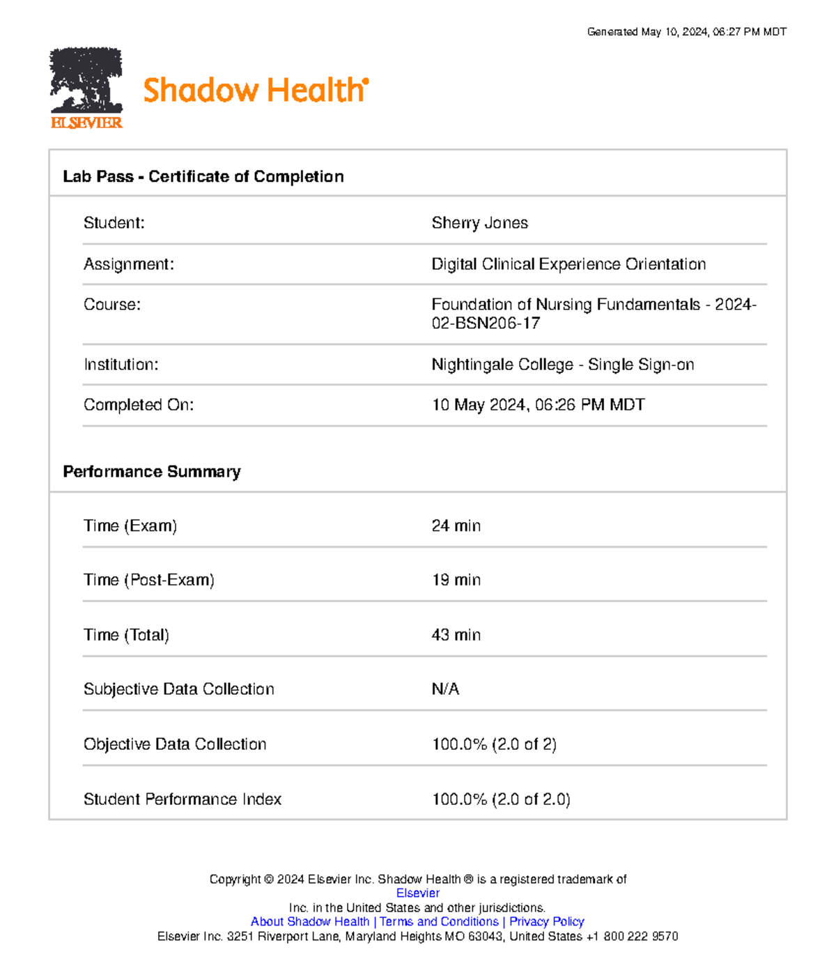 Jones sherry labpass - this is the lab pass - Generated May 10, 2024 ...